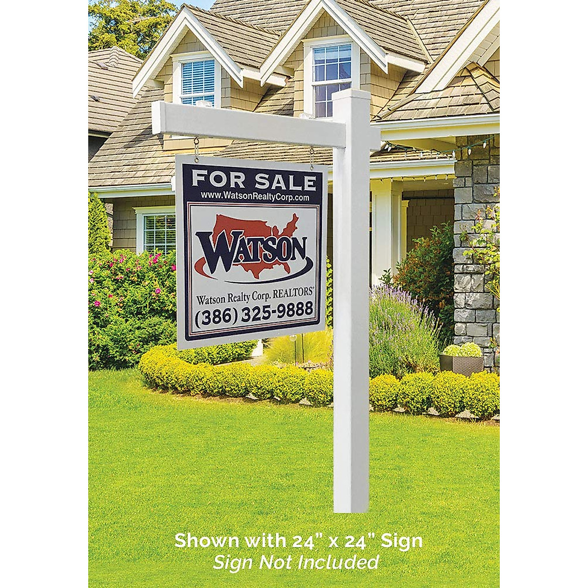 4Ever Products Vinyl PVC Real Estate Sign Post - White with Flat Cap - 5' Post