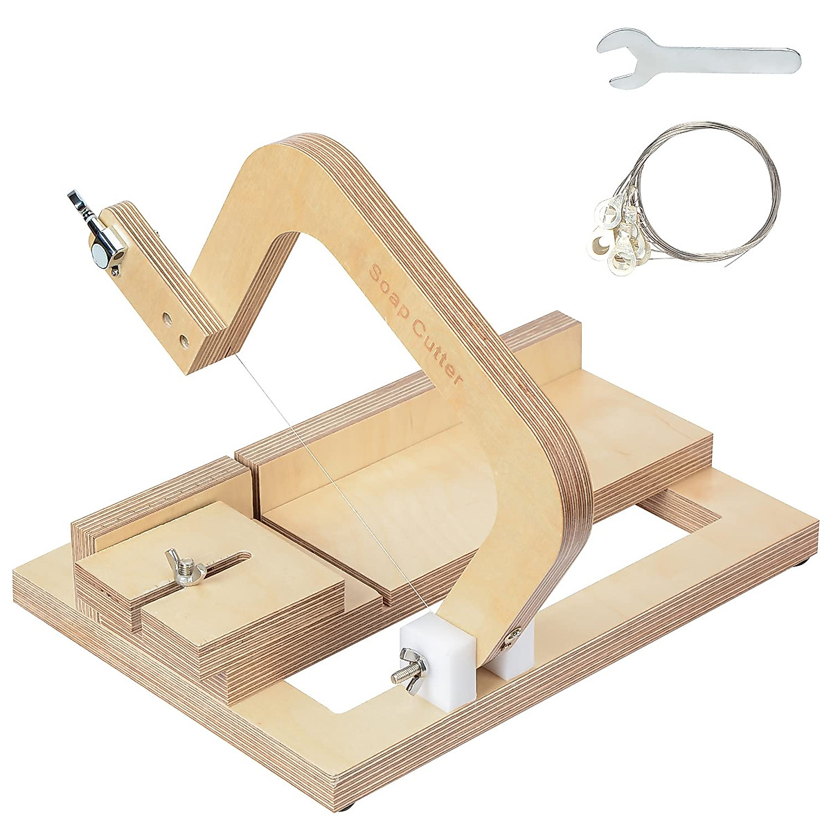 Evinis Wooden Soap Cutter Adjustable Wire Slicer Cutting Tool for Handmade Soap Making Candles Trimming Cheese DIY Cutting Making Tool (Style1) (Z-01)