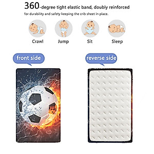 Sports Themed Fitted Crib Sheet,Standard Crib Mattress Fitted Sheet Soft and Breathable Bed Sheets -Baby Crib Sheets for Girl or Boy,28“ x52“,Navy White