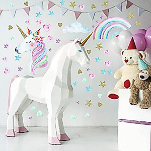 Unicorn Wall Decals Stickers for Gilrs Room,Rainbow Unicorn Room Stickers Decors for Baby Girls Room