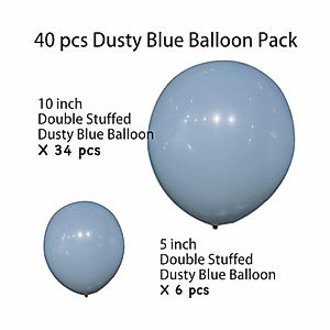 40pcs DIY Balloons Garland Kit Double Stuffed Balloon 5in 10in Dusty Blue Balloons Arch Kit Bridal Shower Wedding Birthday Decoration Boy Baby Shower Balloons Decorations (dusty blue)