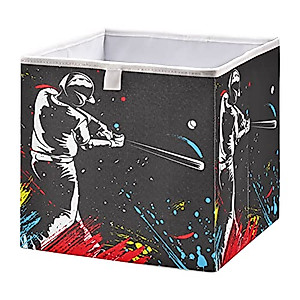 xigua Baseball Cube Storage Bins for Kids 11 x 11 x 11 in,Foldable Storage Bin Home Decor Organizer Storage Baskets Box for Toys,Books,Shelves,Closet,Laundry,Nursery