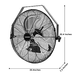 KEN BROWN 18 Inch Wall Mount Fan Outdoor, 4300CFM Metal Wall Fan, 3-Speeds High Velocity Wall Mounted Fan for Patios, Greenhouse, Garage, Gazebo, Barn, Shop, Industrial