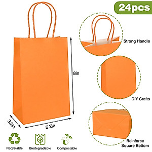 Moretoes 24pcs Party Favor Bags Bulk, 8 Colors Goodie Bags with Handles, Rainbow Small Gift Bags for Wedding, Baby Shower, Birthday, Party Supplies and Gifts