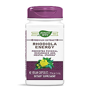 Nature's Way Premium Extract Rhodiola Energy Standardized 3% Rosavins / 1% Salidroside, 40 VCaps