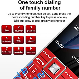 Multifunction Mobile Phone, G600 Mobile Phone, Large Keyboard, Lower Power Consumption, Onetouch SOS Dual Card, Dual Standby for Children at Home (Red)