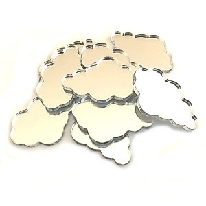 Super Cool Creations Cloud Shaped Crafting Mirrors, Set of 10, Many Colours, Shatterproof Acrylic, Silver Mirror, Pack of 10 x 4cm