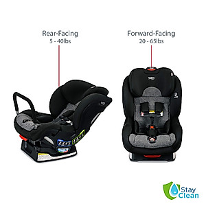 Britax Boulevard ClickTight Anti-Rebound Bar Convertible Car Seat, StayClean Grey - Stain, Moisture & Odor Resistant Fabric