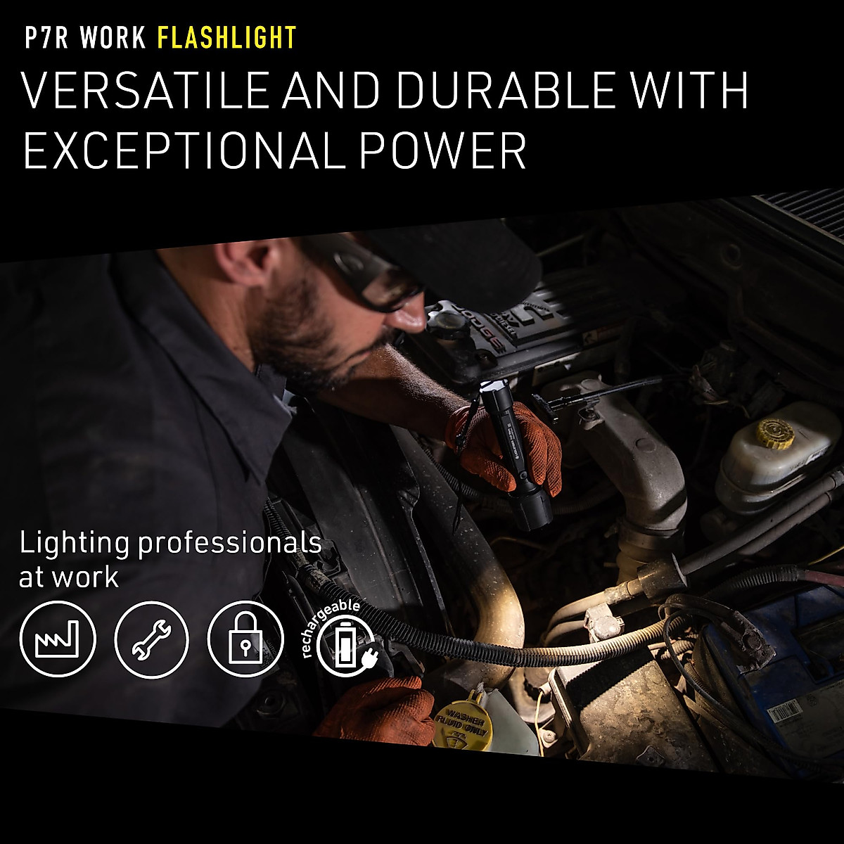 Ledlenser, P17R Core Rechargeable Flashlight, LED Light for Home and Emergency Use, Black