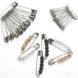 250 Pack Safety Pins by Luxurecourt, 4 Assorted Sizes of Durable, Silver Small and Large Safety Pins Bulk, Rust-Resistant Nickel Plated Steel, Sharp Edge Safety Pins for Clothes, Sewing, Arts & Craft