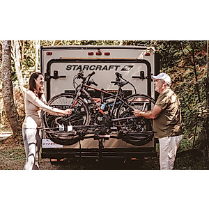 HYPERAX Special Combo - Volt RV 4X with 2X E-Bike Adapter & Steel Locking-Cable (L) -Hitch Mounted 4 Bike Rack Carrier for RV,Toad with Fits Up to 2x75lb E Bike +2X50lb Bikes with Up to 5" Fat Tire