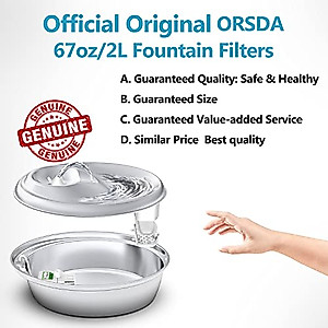 ORSDA Cat Water Fountain Filters, Replacement Carbon, Resin Filters for D30 67oz/2L Automatic Pet Fountain Cat Water Fountain Dog Water Dispenser, 3 Triple Filtration System… (12PCS 67oz/2L Filters)