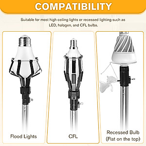 Zylany Light Bulb Changer, High Ceilings and Recessed Light Bulb Changer, Adjustable 3-12.7 Feet Light Bulb Changer for Track Lighting, Compact Fluorescent Lamps (CFL) and Flood Lights