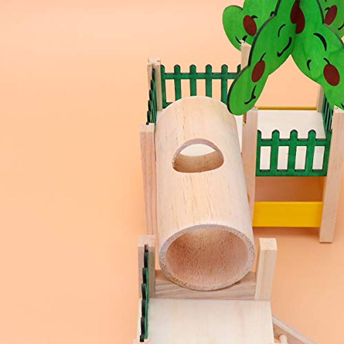 POPETPOP Wooden Hamster House Hideout Hut with Funny Climbing Ladder Exercise Toys for for Small Animals