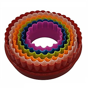 Handy Housewares 6pc Dual-Sided Biscuit/Cookie Dough Cutter Set, Straight Round and Scalloped Flower Edged, Dishwasher Safe (1 Set)