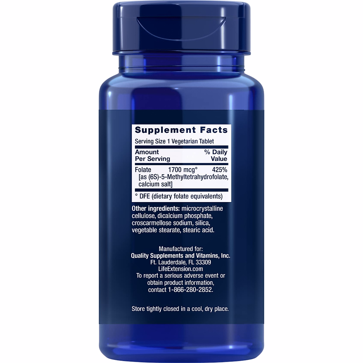 Life Extension Optimized Folate 1700 mcg DFE, 100 vegetarian tablets (Pack of 3)