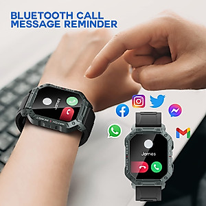Smart Watch for Men(Answer/Make Call) Fitness Tracker Bluetooth Tactical Military Waterproof Smartwatch for Android Phones Outdoor Sports Digital Watches Heart Rate Blood Pressure Monitor Black
