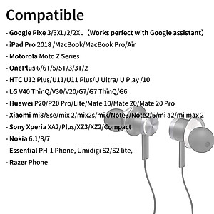 Type C Headphone【Latest Version】 USB C Wired in-Ear Earphones with Mic & DAC Chipset Noise Cancelling Earphone for 2018 iPad Pro/MacBook, Google Pixel 3/2/XL, Huawei, One Plus, Essential - Black