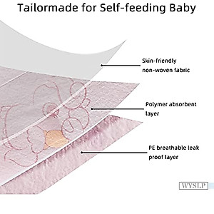 WYSLP Baby Disposable Bibs Travel Feeding Bib Set - Leakproof Liner,Food Catcher Pocket for 6-18 Months Babies Toddlers,25packs