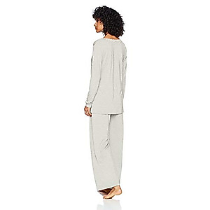 Natori womens Feathers Knit Long Sleeve Pj Pajama Set, Light Heather Grey, X-Small US