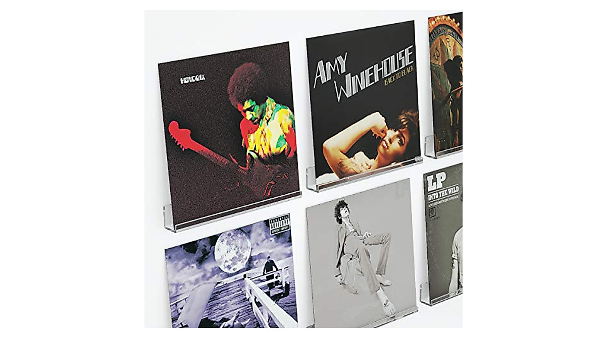 FEMELI 6 Pack Vinyl Record Wall Mount Shelves - Clear Acrylic Display