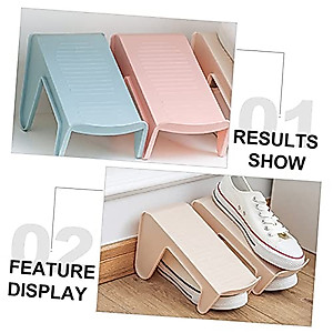 LIFKOME Double Layer Shoe Tray Sneaker Rack Clear Shoe Rack Shoes Slots Rack Closet Shoes Organizer Sneakers Holder Shoes Shelf Shoes Holder Shoes Stand Household Products Blue Pp 4pcs
