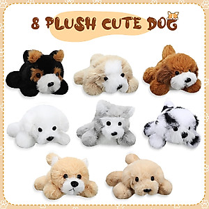 Sumind 8 Pieces Plush Dogs 5 Inch Stuffed Animals Bulk Assorted Cute Stuffed Dogs Small Animal Plush Toys for Girls Boys Graduation Halloween School Classroom Party Supplies Favors(Long Hair Dog)