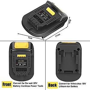 JYJZPB Battery Adapter MIL18DL Converter for Dewalt to Milwaukee Battery Adapter, Compatible for Milwaukee 18V M18 Lithium Tool Battery for Dewalt 20V Cordless Tools