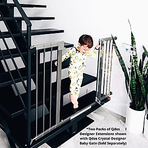 Qdos Safety Designer Gate Extensions for Crystal and Spectrum Pressure Mount Baby Gates | Slate | Allows for use in wider door openings - Each Extension adds 2.75" to the gate - Includes 2 Extensions