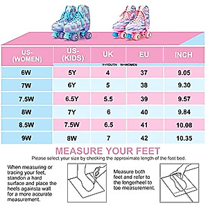 Ruthfot Roller Skates for Women and Girls with Double-Row Four Light up Wheels, High-top PU Leather Rollerskates