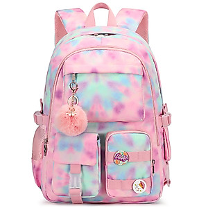 Hidds Laptop Backpacks 16 Inch School Bag College Backpack Anti Theft Travel Daypack Bags Bookbags for Teens Girls Women Students (Tie-Dye Pink)