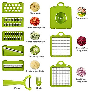 LIHUYAS 12 in 1 Pro Vegetable Chopper with Container, Multifunctional Veggie Chopper Dicer,Salad Chopper Box, Mandoline Slicer,Food Chopper with Sharp Blades, Easy to Clean