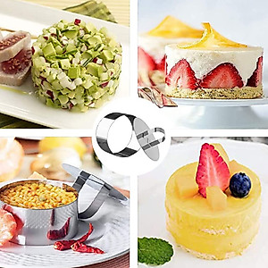 Astra Gourmet Round Food Molding Set, Plating Forming Rings, Stainless Steel Cutters/Food Ring Sets, 3.15 by 1.5-Inches High, Includes 3 Rings and 1 Fitted Press