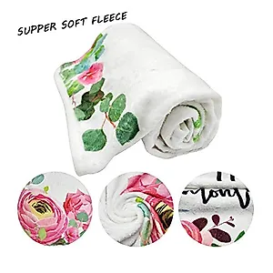 Baby Monthly Milestone Blanket Girl - Floral Newborn Month Blanket Personalized Shower Gift Soft Plush Fleece Photography Background Photo Prop Large Flower Blanket with Wreath Headband