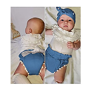Newborn Baby Girls Clothes Floral Sleeve Romper+ Floral Short Pant 2pcs Summer Outfit 0-3 Months Blue