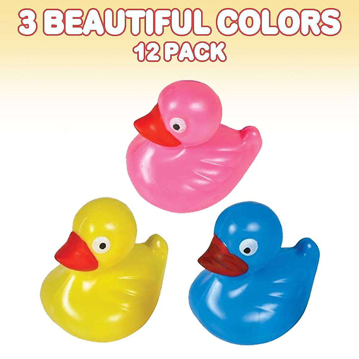 ArtCreativity Floating Plastic Duck Toys - Pack of 12 - Durable Duckie Bath Tub Water Toys for Kids, Carnival Theme Party Supplies, Birthday Party Favors and Goodie Bag Fillers