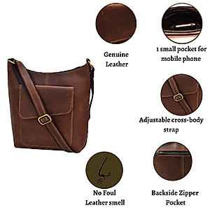 URBAN DEZIRE Genuine Leather Handmade Vintage Cross-body Sling Shoulder bag for Women (Brown, Medium)