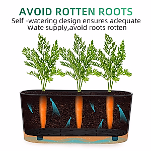 QCQHDU 2 Pack Window Planter Box 16” x 7", Self Watering Plant Pots for Indoor Plants Home Garden Flower Pot with Drainage Hole and Tray