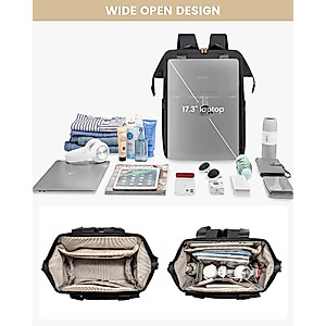 LOVEVOOK Laptop Backpack for Women Men, 17 Inch Work Backpacks Purse with USB Port, Waterproof Nurse Teacher Bag, Wide Open Business Travel Computer Backpack, Convertible College Tote Daypack