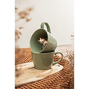 DIHOclub Squirrel Ceramic Cup Hidden 3D Animal Inside Mug,Cute Cartoon Handmade Figurine Mugs,Holiday and Birthday Gift for Coffee Milk Tea Lovers,12 OZ(Light Green)