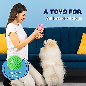 ZENAPOKI Dog Toys for Aggressive Chewers (3in1) - Squeaky and Interactive - for Medium Dogs, Large & Small Breeds - Puppy Teething Chew Toy - Juguetes Perros - Pink