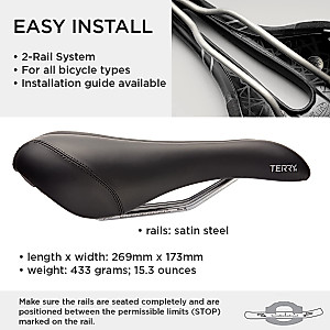 Terry Liberator Y Bike Saddle - Mountain Bicycle Seat for Men - Flexible & Comfortable, Black Dura-Tek Cover
