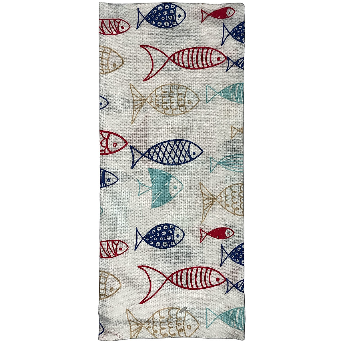 Set of 4, 100% Cotton, Coastal Nautical Fish Design, Kitchen Towel Set, Include 2 Kitchen Towels, 1 Pot Holder & 1 Ovenmitt