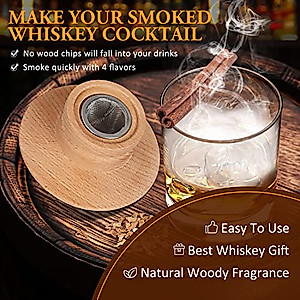 Cocktail Smoker Kit, Whiskey Smoker Kit with Torch, Old Fashioned Cocktail Kit, Bourbon Smoker Kit with 4 Flavors of Chimney Wood Chips, Bartender Gift for Friends, Husband, Dad（No Butane）