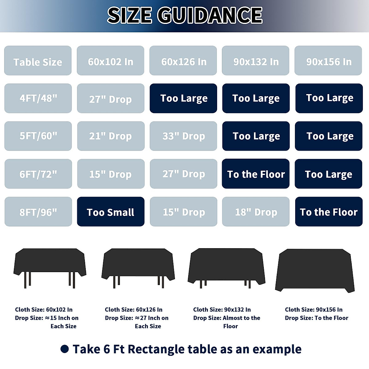 PureFit 6 Pack White Table Cloths 60 x 102 Inch, Stain and Wrinkle Resistant Table Linen for 6 Ft Rectangle Table, Polyester Table Covers for Dining Table, Wedding, Party, Banquet and Camping