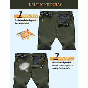 MAGCOMSEN Work Pants for Men Waterproof Stretch Softshell Hiking Pants Slim Fit for Summer Fishing Hunting Casual Green 34