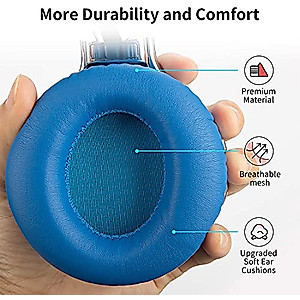 Active Noise Cancelling Headphones Bluetooth Headphones with Microphone Deep Bass Wireless Headphones Over Ear, Comfortable Protein Earpads, 30 Hours Playtime for Travel/Work, Blue