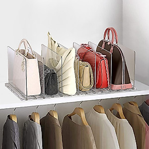 Lioguniy Purse Organizer for Closet 10 Pack Clear Shelves Divider Clothes Purse Bag Handbag Organizer Book, Adjustable Plastic Shelves for Home Bathroom Bedroom Kitchen