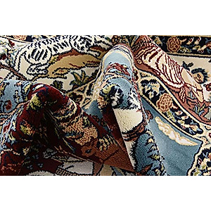 Unique Loom Narenj Collection Classic Traditional Hunting Scene Textured Design Area Rug, Rectangular 5' 0" x 8' 0", Burgundy/Tan
