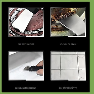 2Piece Kitchen Cleaning Scraper Metal Stiff Scraper QIANBEIY Stainless Steel Paint Scraper Tool,Suitable for Small Spaces, Cooking utensils Pot,Ovens Stoves, Wall Stickers Cleaning